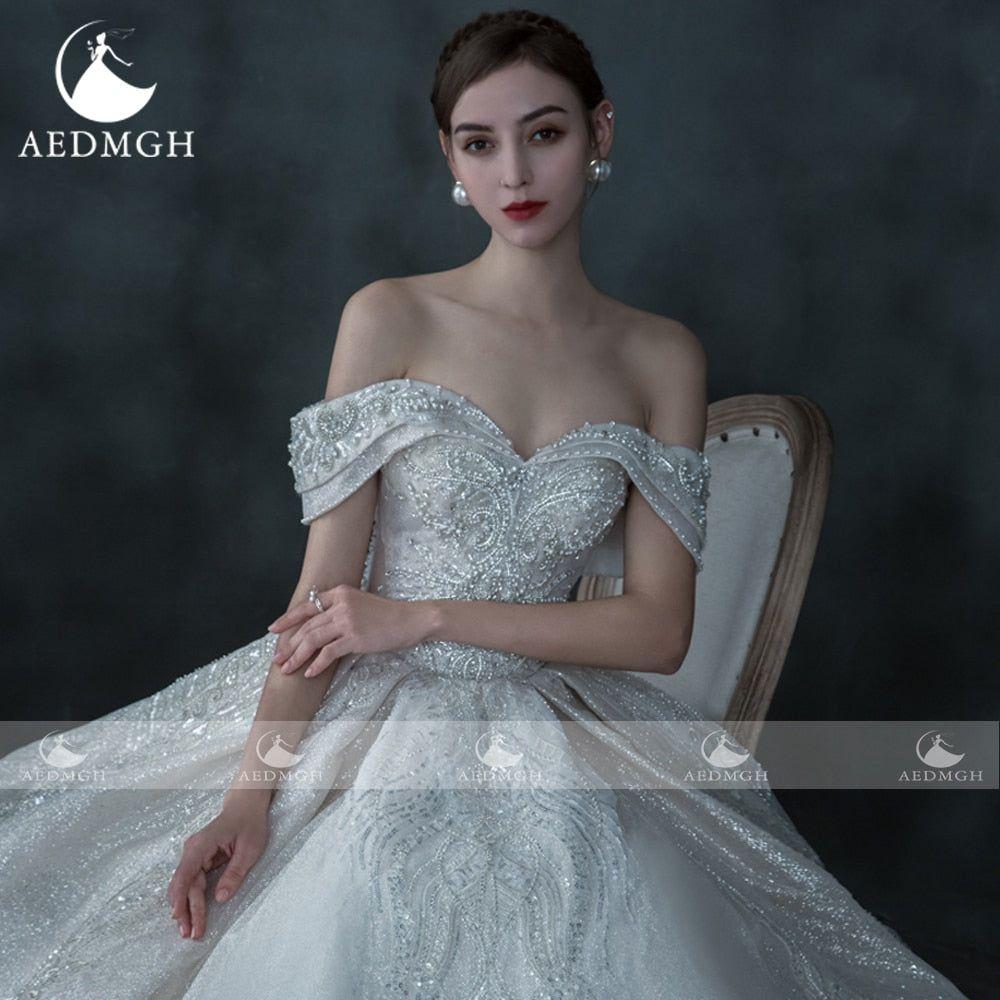Felicia Ball Gown Luxury Wedding Dress Sweetheart Off Shoulder Lace ...