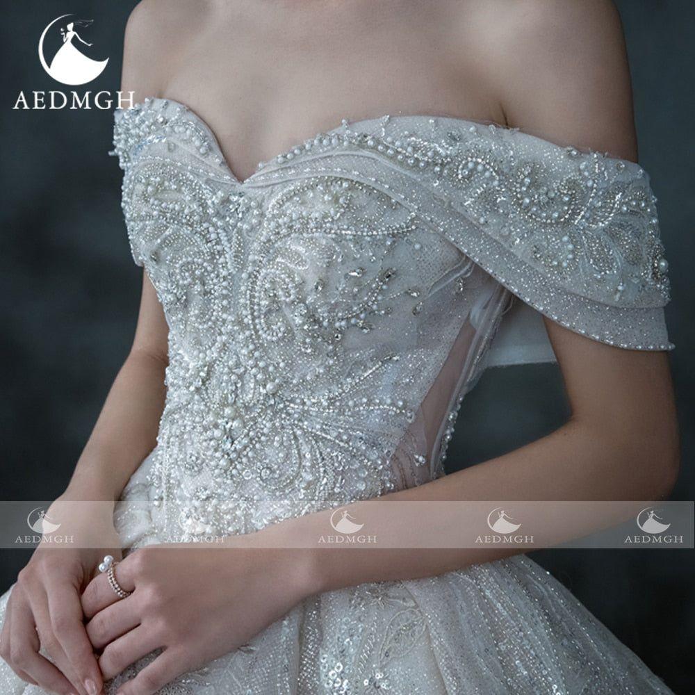 Felicia Ball Gown Luxury Wedding Dress Sweetheart Off Shoulder Lace ...